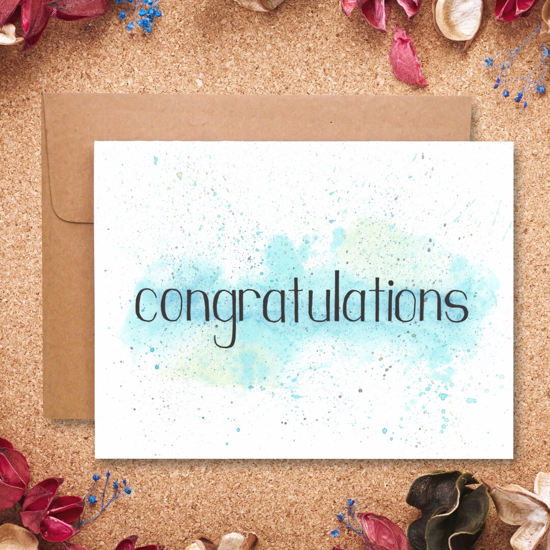 Blue Congratulations Card, Graduation Card, Congrats Stationery ...