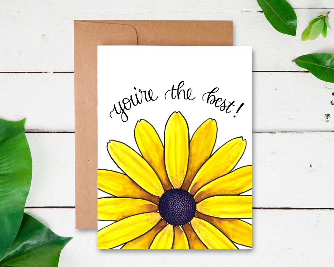 Black-eyed Susan Card: Watercolor Floral Thank You Note - Etsy