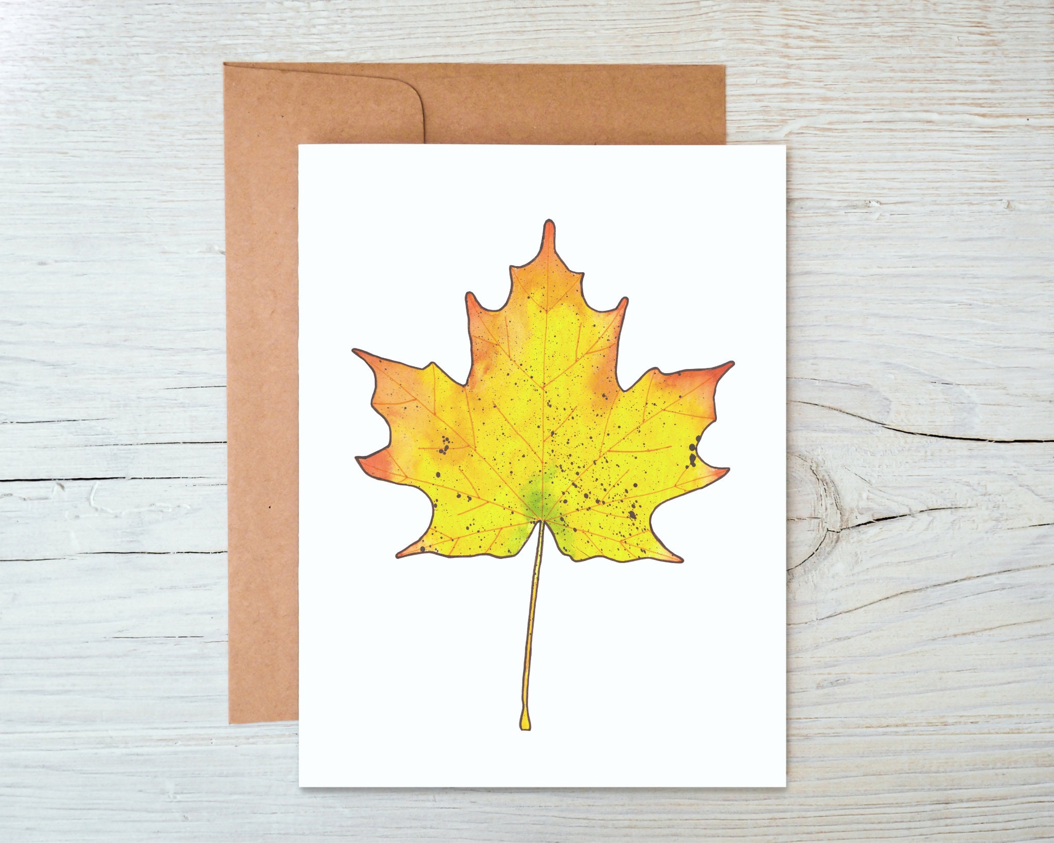 Watercolor Maple Leaf Card Set: Autumn Botanical Notecards - Etsy