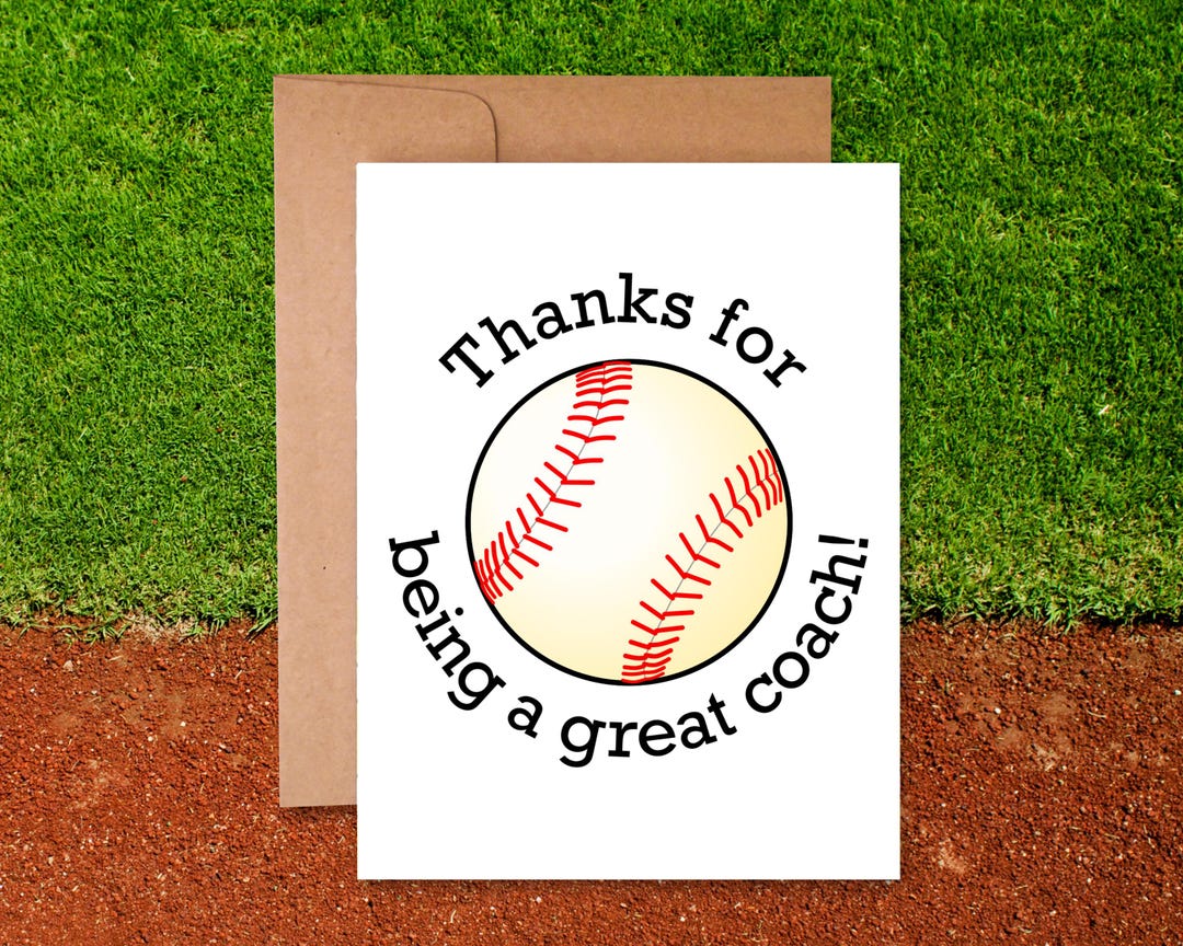 Baseball Coach Thank You Card, Thank You Card for Coach, Baseball Coach ...