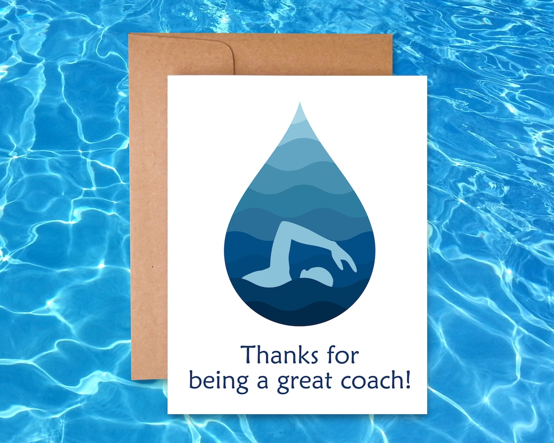 Swim Coach Thank You Card, Swim Team Coach Card, Thank You Coach Card ...