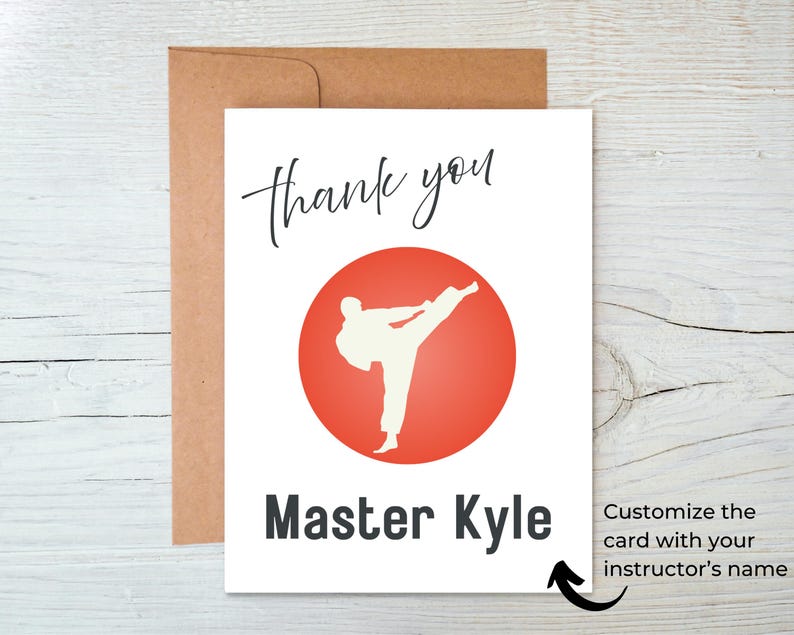 Personalized Martial Arts Instructor Thank You Card: Karate, Jiu Jitsu ...