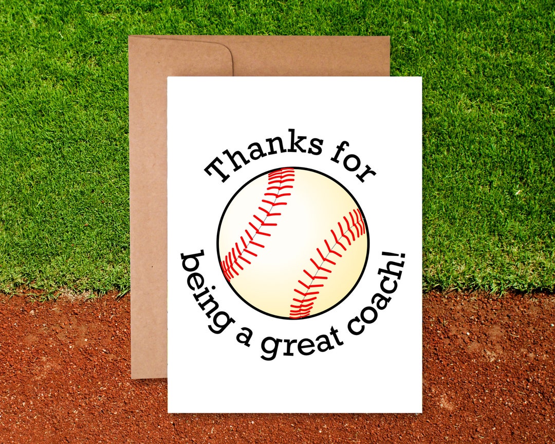 Baseball Coach Thank You Card, Thank You Card for Coach, Baseball Coach ...