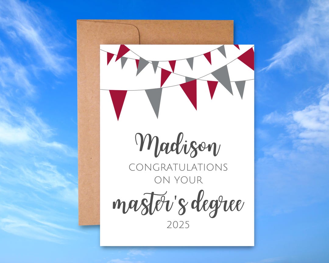 Personalized Master's Degree Graduation Card: Custom Name, School ...