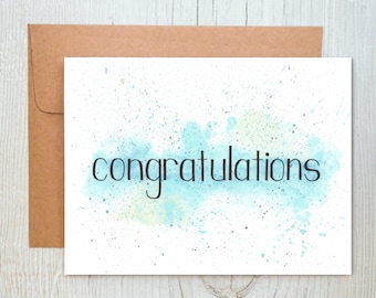 Watercolor Congrats - Etsy