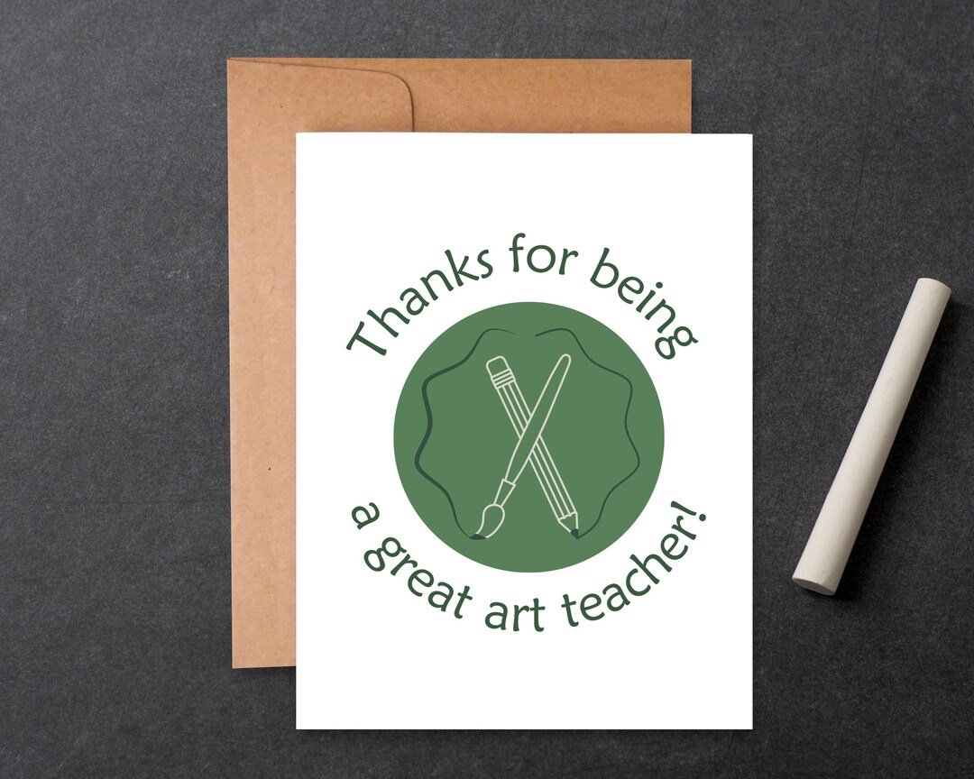 Art Teacher Thank You Card, Thank You Card for Art Teacher, Teacher ...