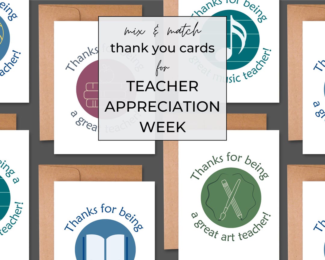 Teacher Appreciation Cards: Mix & Match Thank You Card Bundle - Etsy