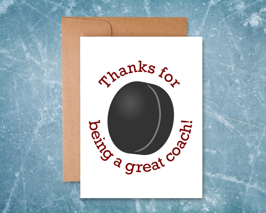 Hockey Coach Thank You Card, Thank You Card for Coach, Ice Hockey Coach ...