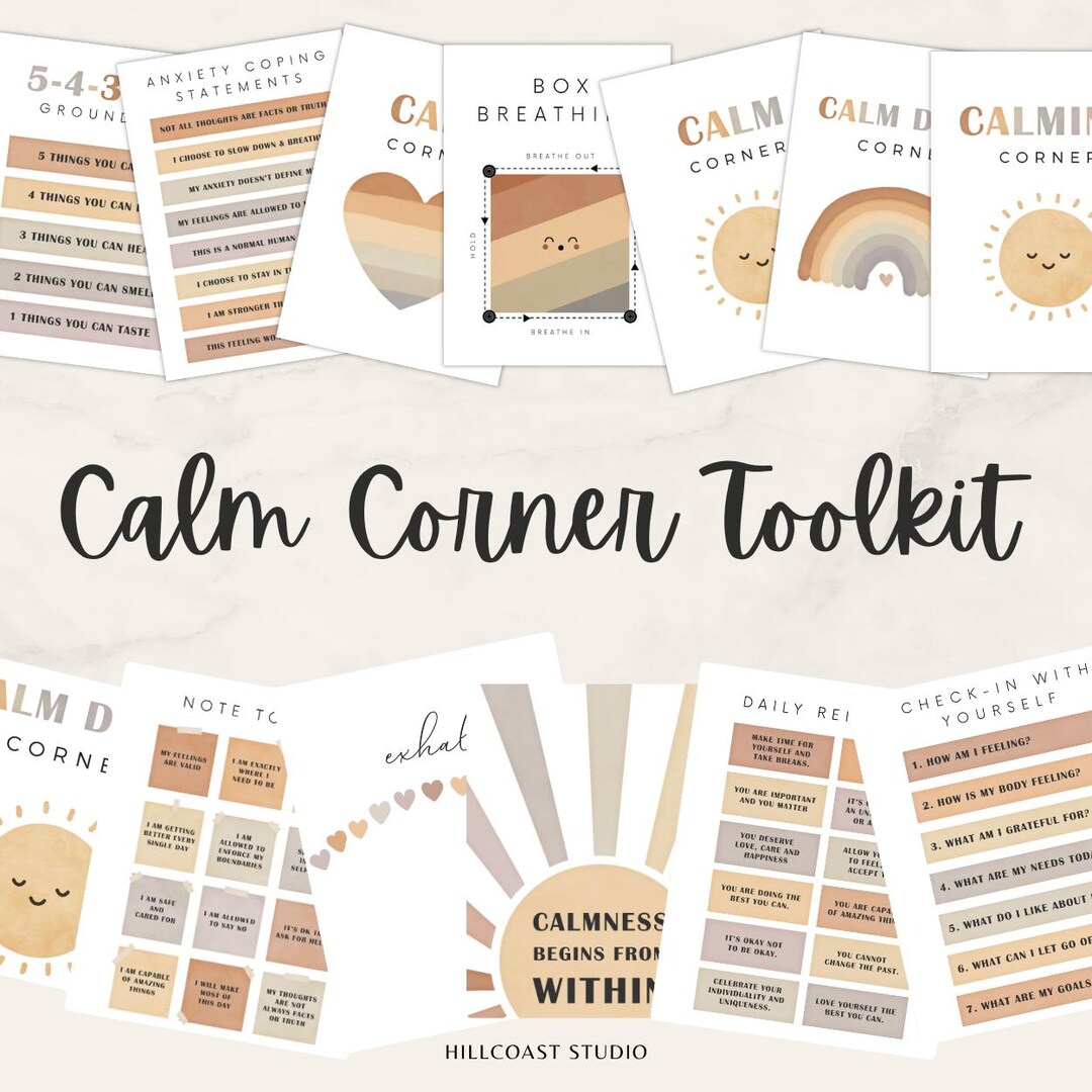 Calm Corner Classroom Poster Printable Breathing Exercises Coping ...