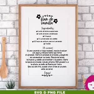 Flan De Vainilla Recipe SVG, Latin Food, Cutting Board Svg, Chef Svg ...