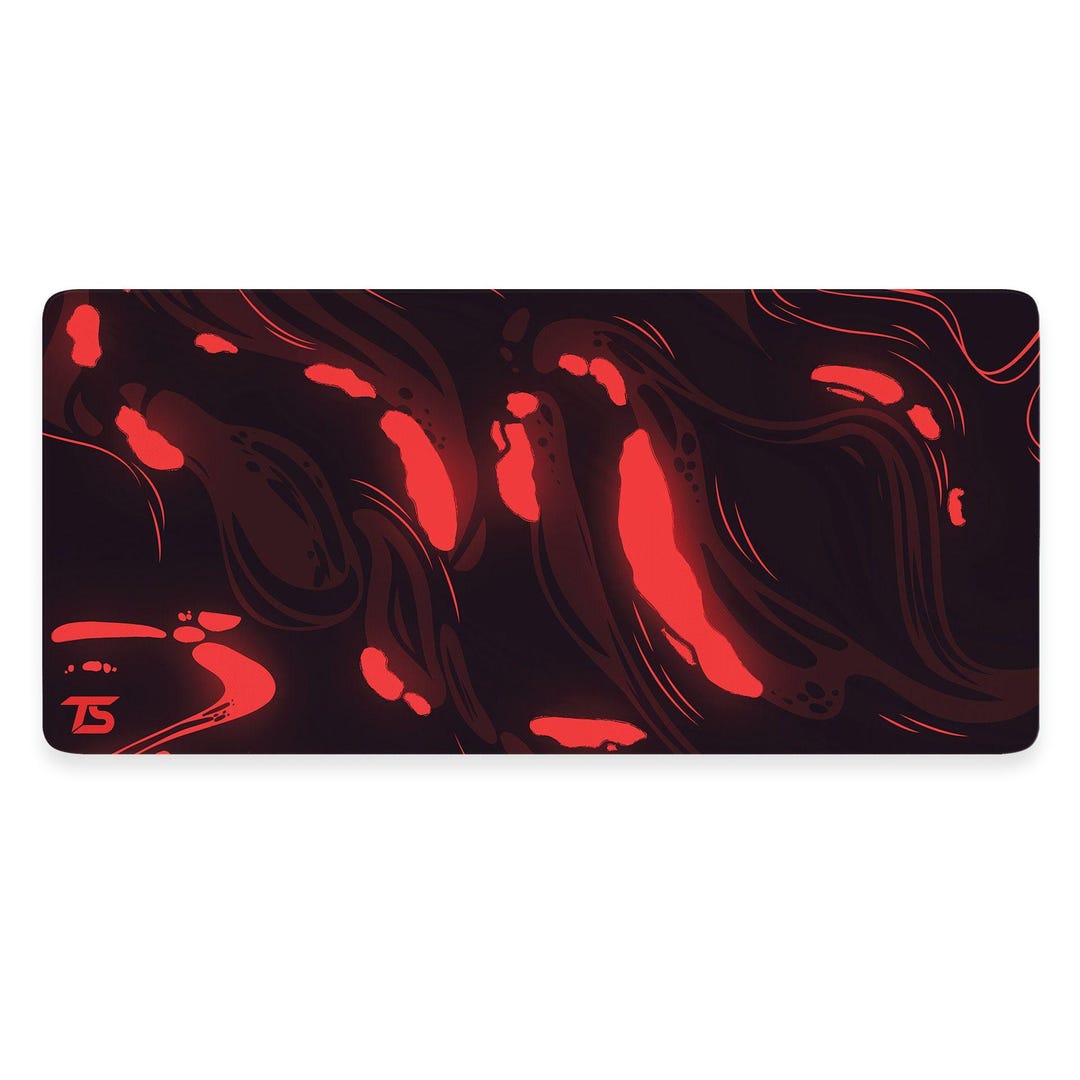 Techsource Mousepad - Erupt Red | 900x400/800x300 | Stitched Edges | Nonslip Rubber Base ...