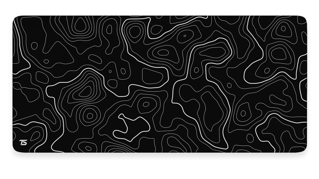 Techsource Mousepad Topo Black V2 XL 900x400cm/36x16 With Stitched Edges, Nonslip Rubber Base ...