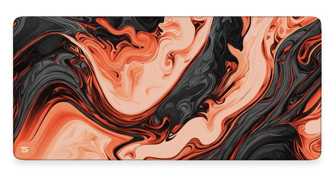 Techsource Mousepad Liquid Orange/black 900x400/800x300 Stitched Edges Nonslip Rubber Base ...