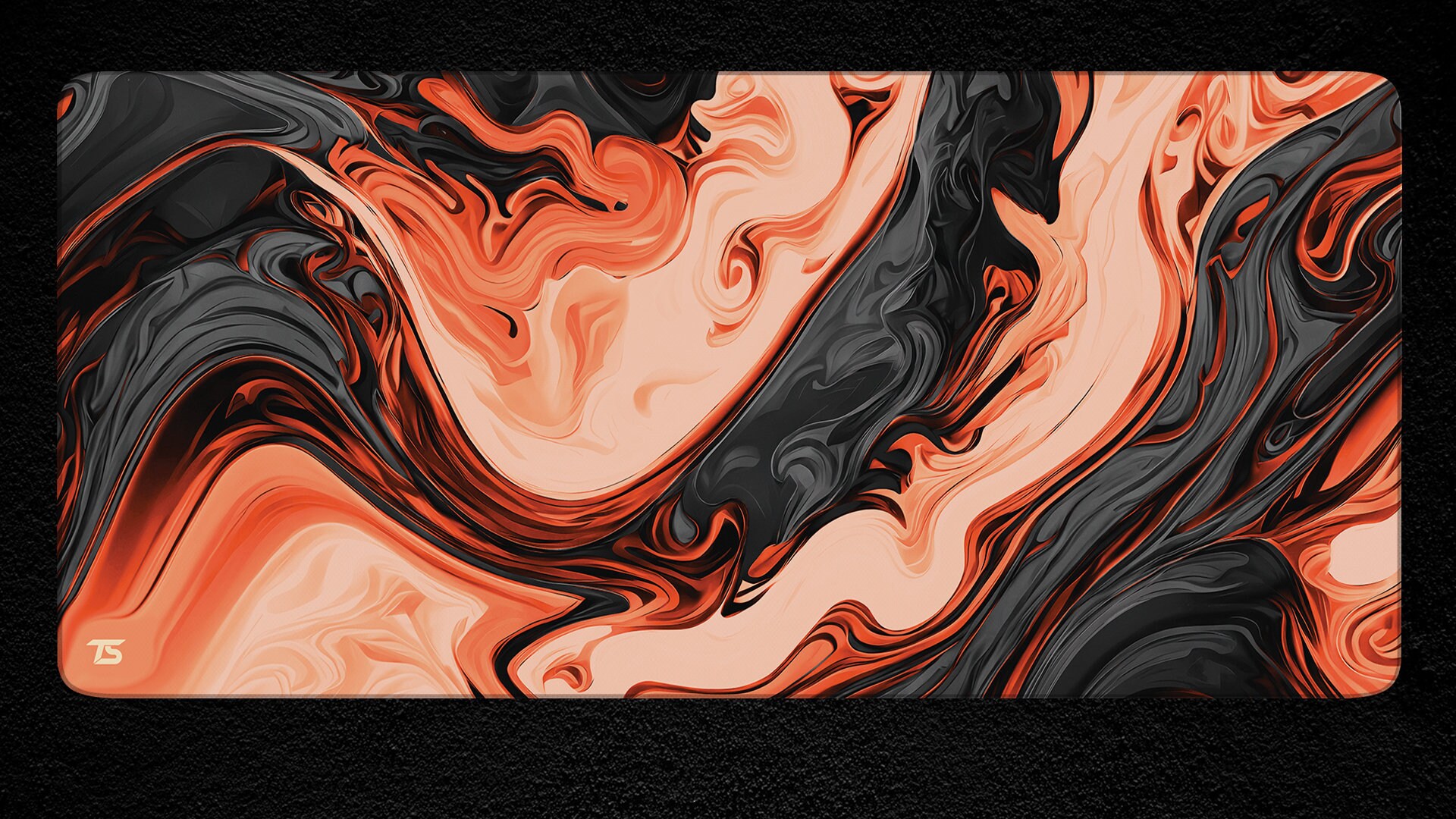 Techsource Mousepad - Liquid Orange/black | 900x400/800x300 | Stitched Edges | Nonslip Rubber ...