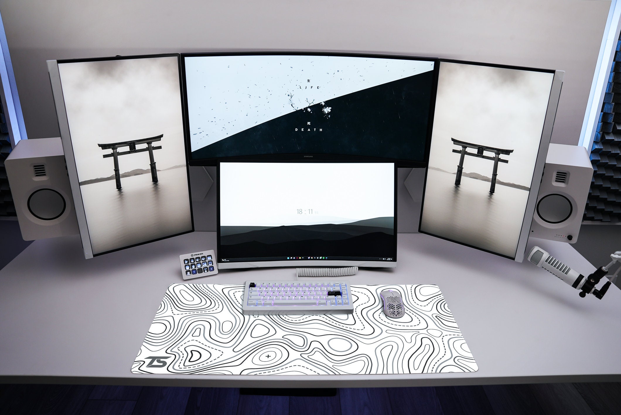 Techsource Mousepad - Topo White | 900x400/800x300 | Stitched Edges ...