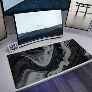 Techsource Mousepad - Liquid Black | 900x400/800x300 | Stitched Edges | Nonslip Rubber Base ...
