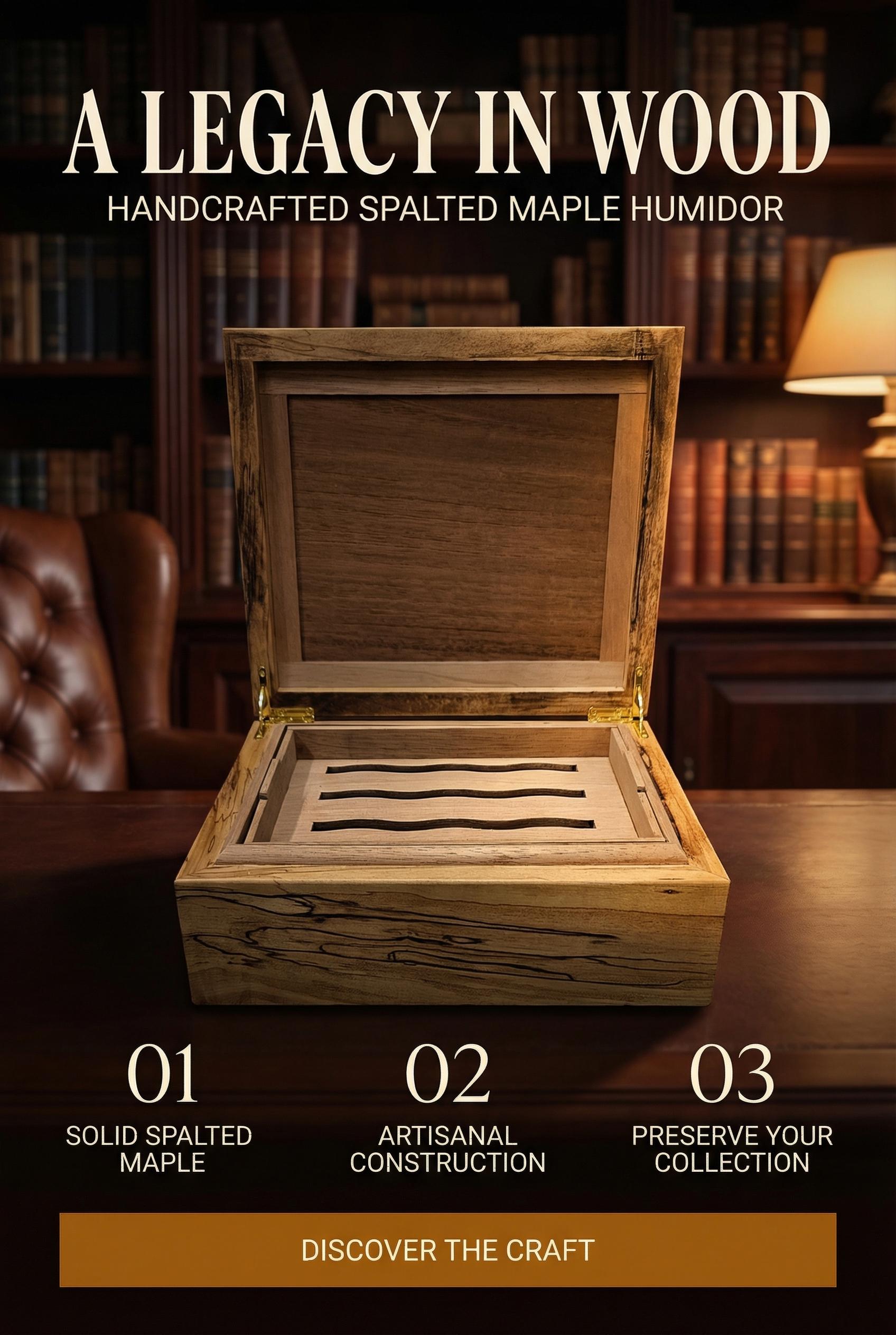 Custom Handmade Solid Wood Humidor Spalted Maple Humidor Cigar Smoker ...