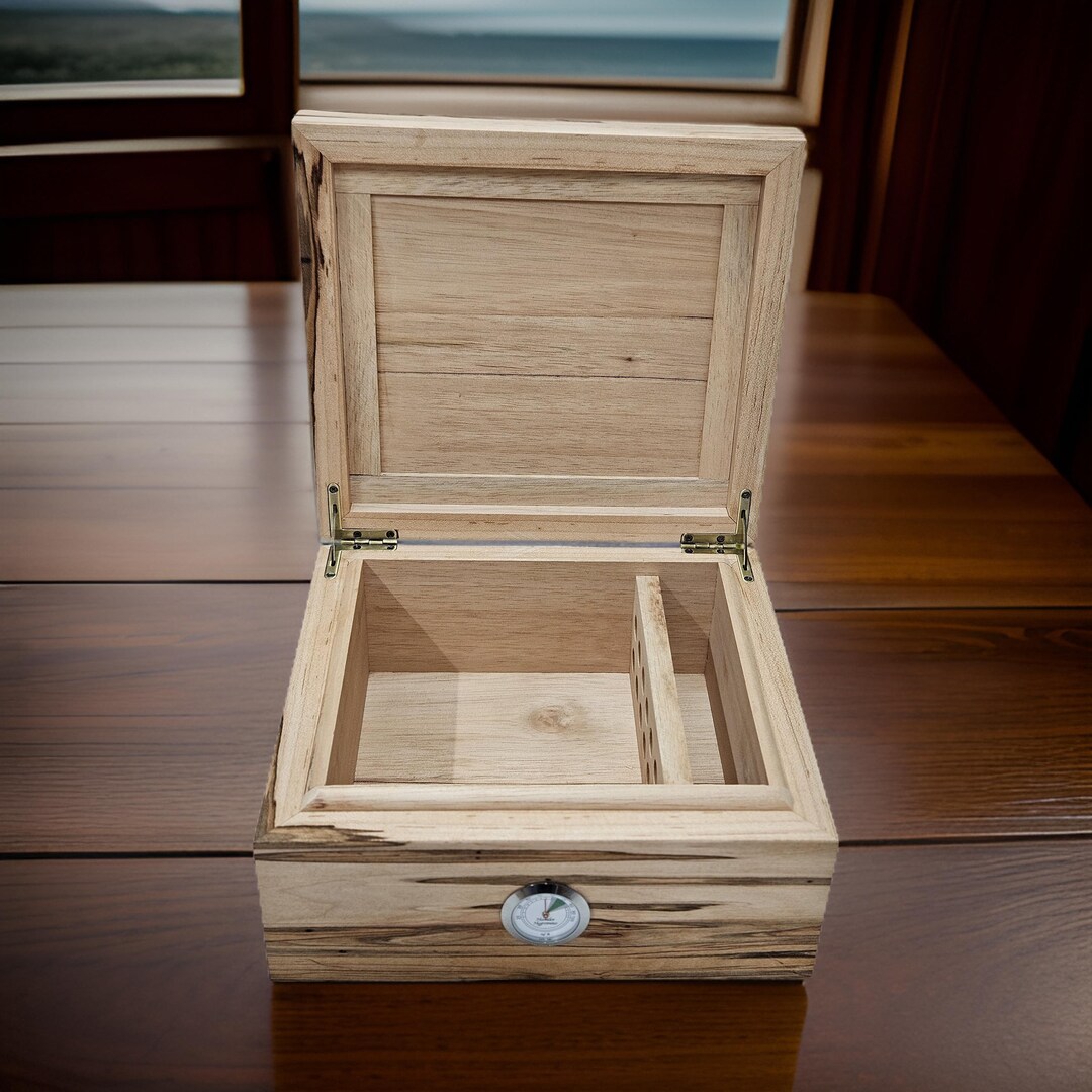 Handcrafted Solid Ambrosia Maple Wood Humidor Cedar Lined Cigar Humidor ...