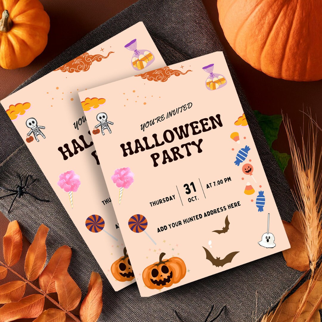Spooky Halloween Invitation Template, Printable Halloween Party Invite ...