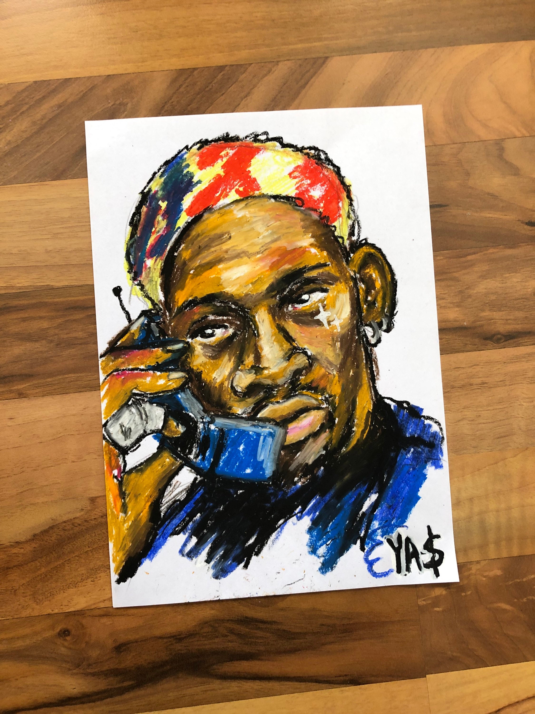 Authentic Crayon Drawing A4 Size Dennis Rodman Art only One - Etsy Canada
