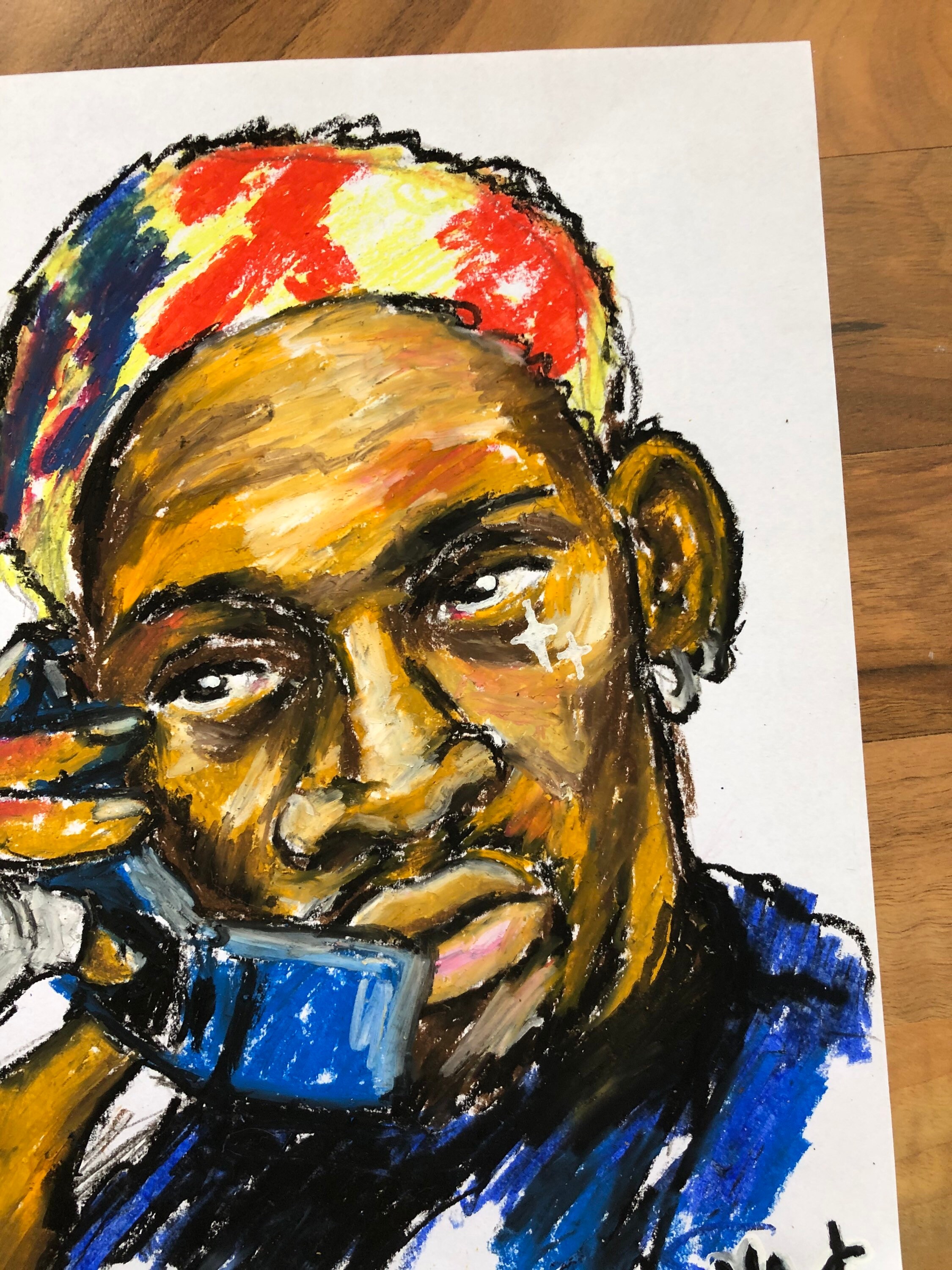 Authentic Crayon Drawing A4 Size Dennis Rodman Art only One - Etsy Canada
