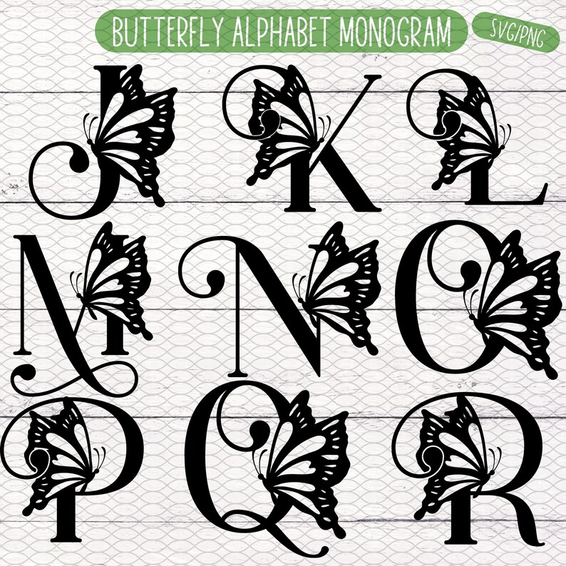 Letras de monograma de mariposa SVG. Alfabeto de mariposas. - Etsy México