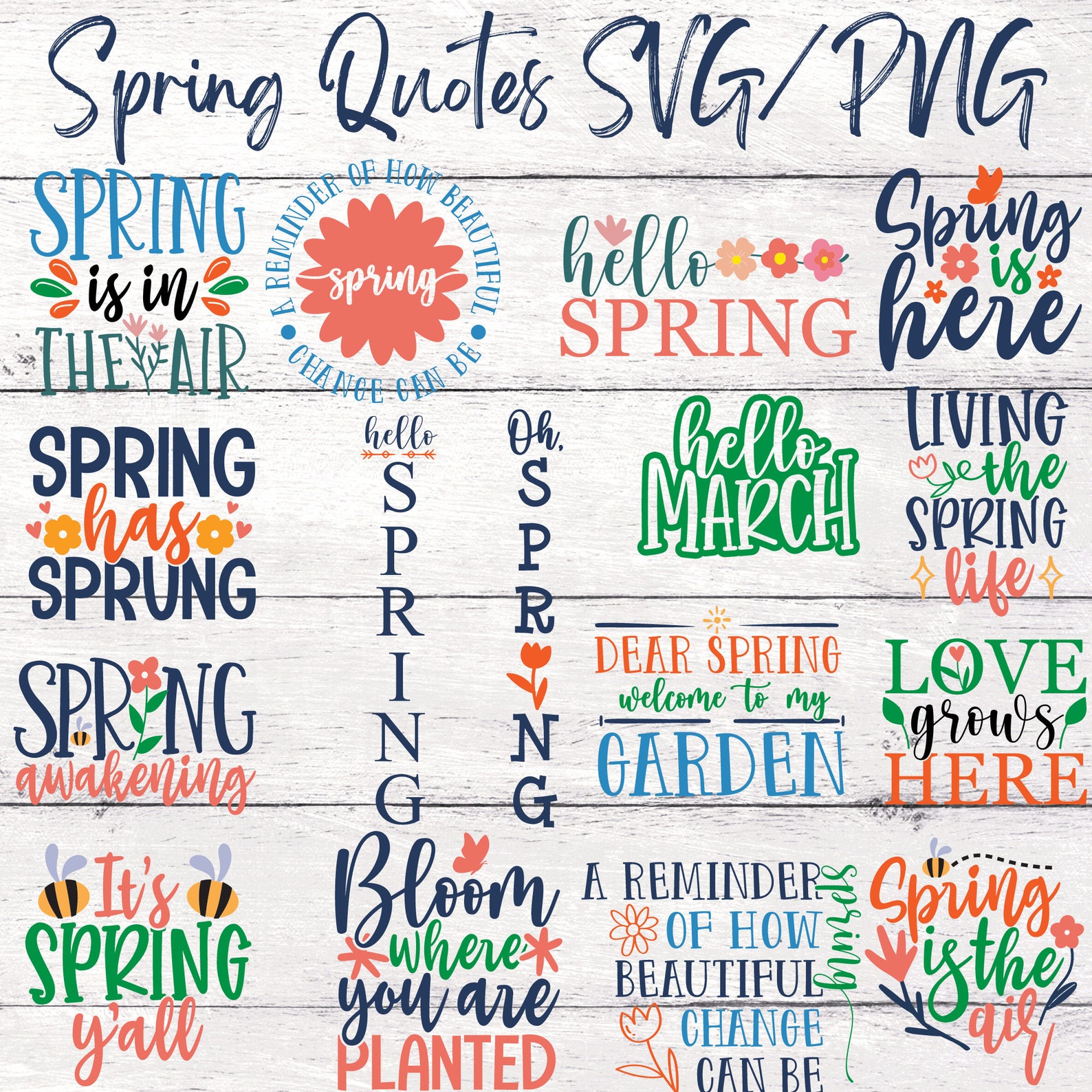 Spring Quotes SVG Bundle. Hello Spring SVG. Spring Porch Sign - Etsy