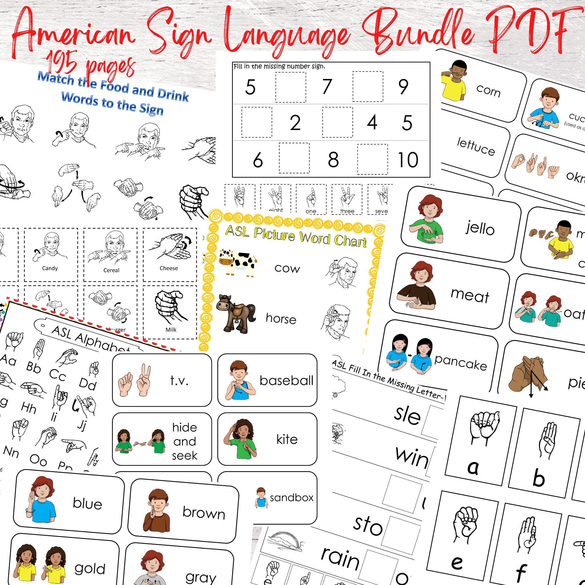 American Sign Language PDF Sign Language Worksheets Etsy