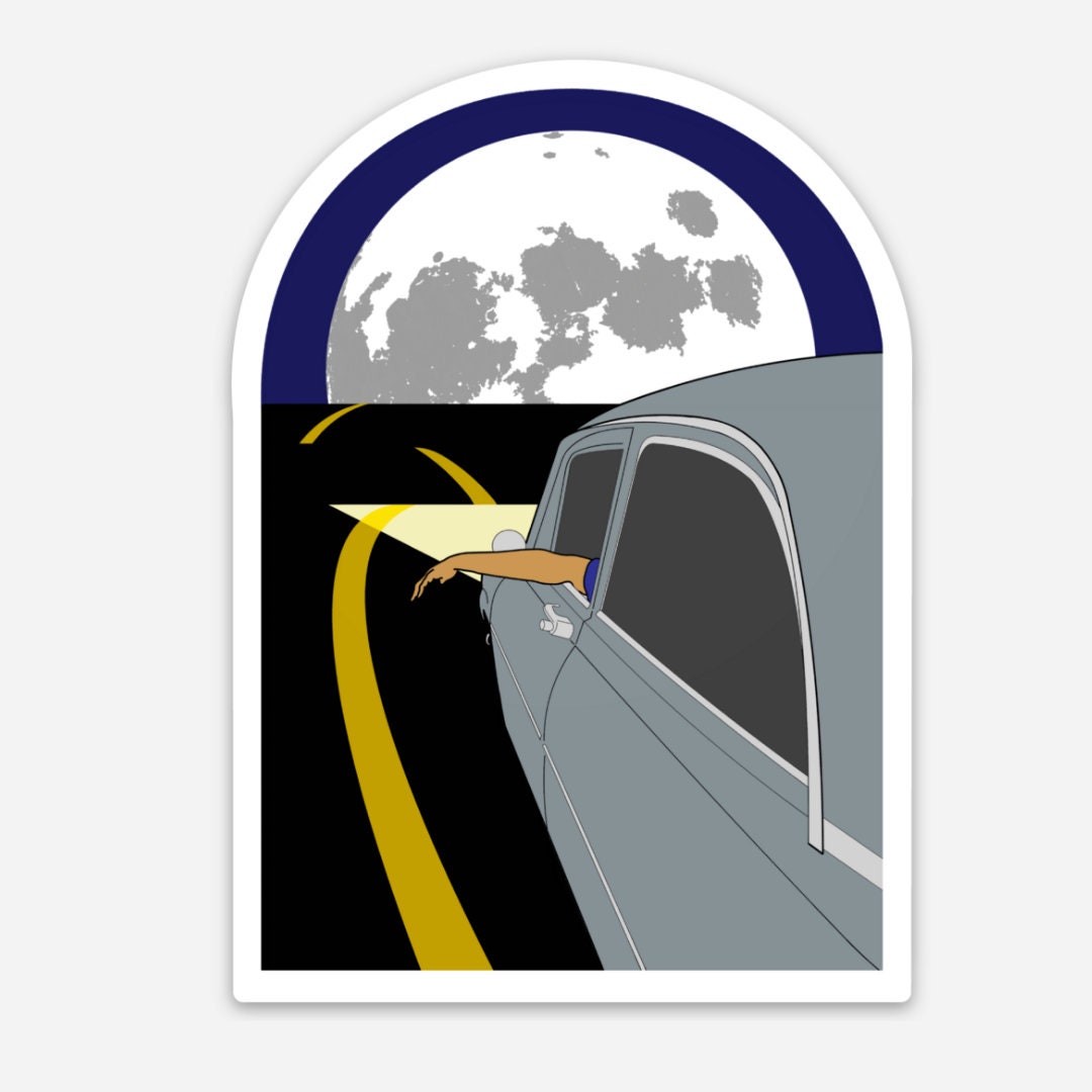 Night Driving Road Trip Vinyl Sticker, Vinyl Water Bottle Sticker ...