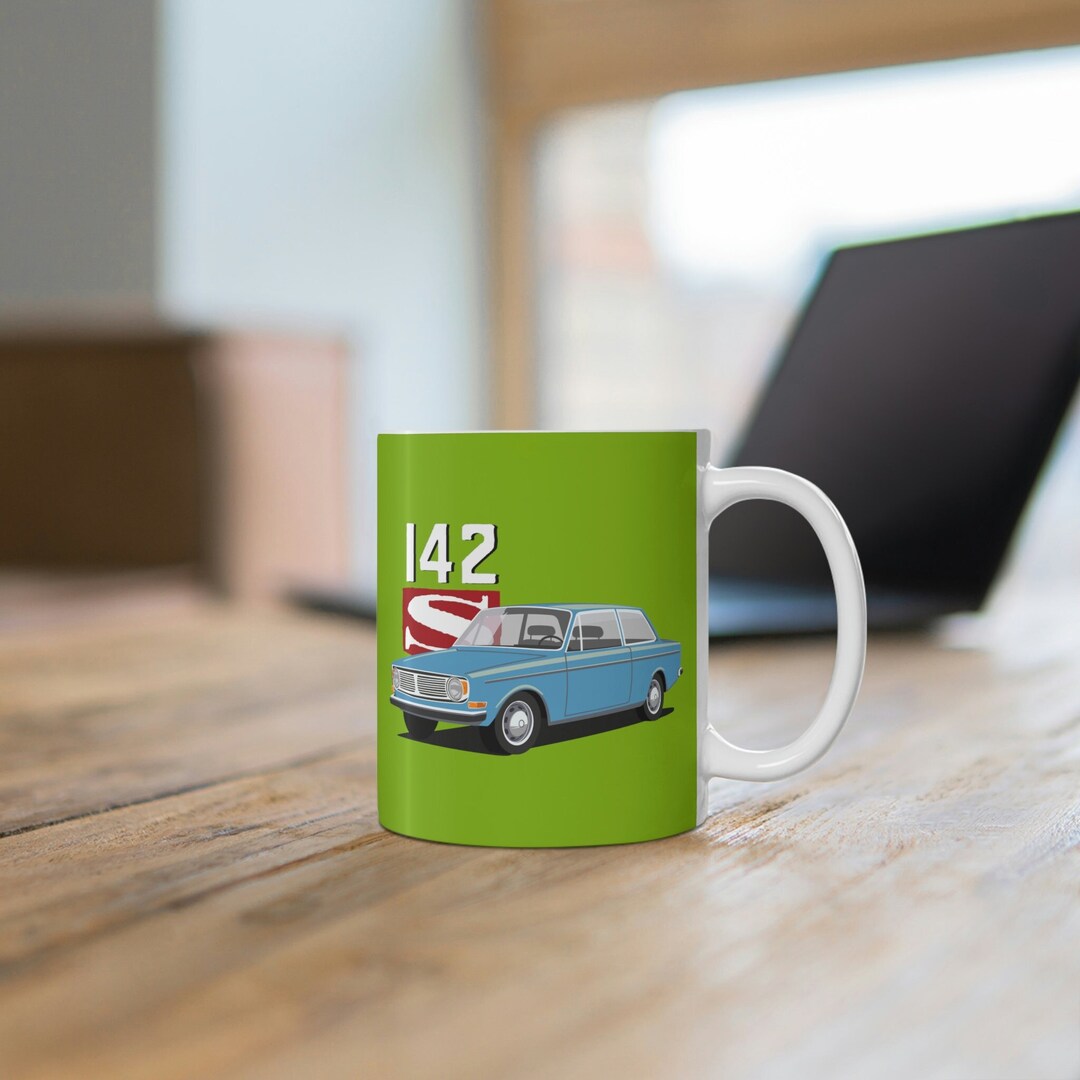 Volvo Amazon Blue 142s and Green Coffee Tea Mug Vintage Car Old Car Car ...