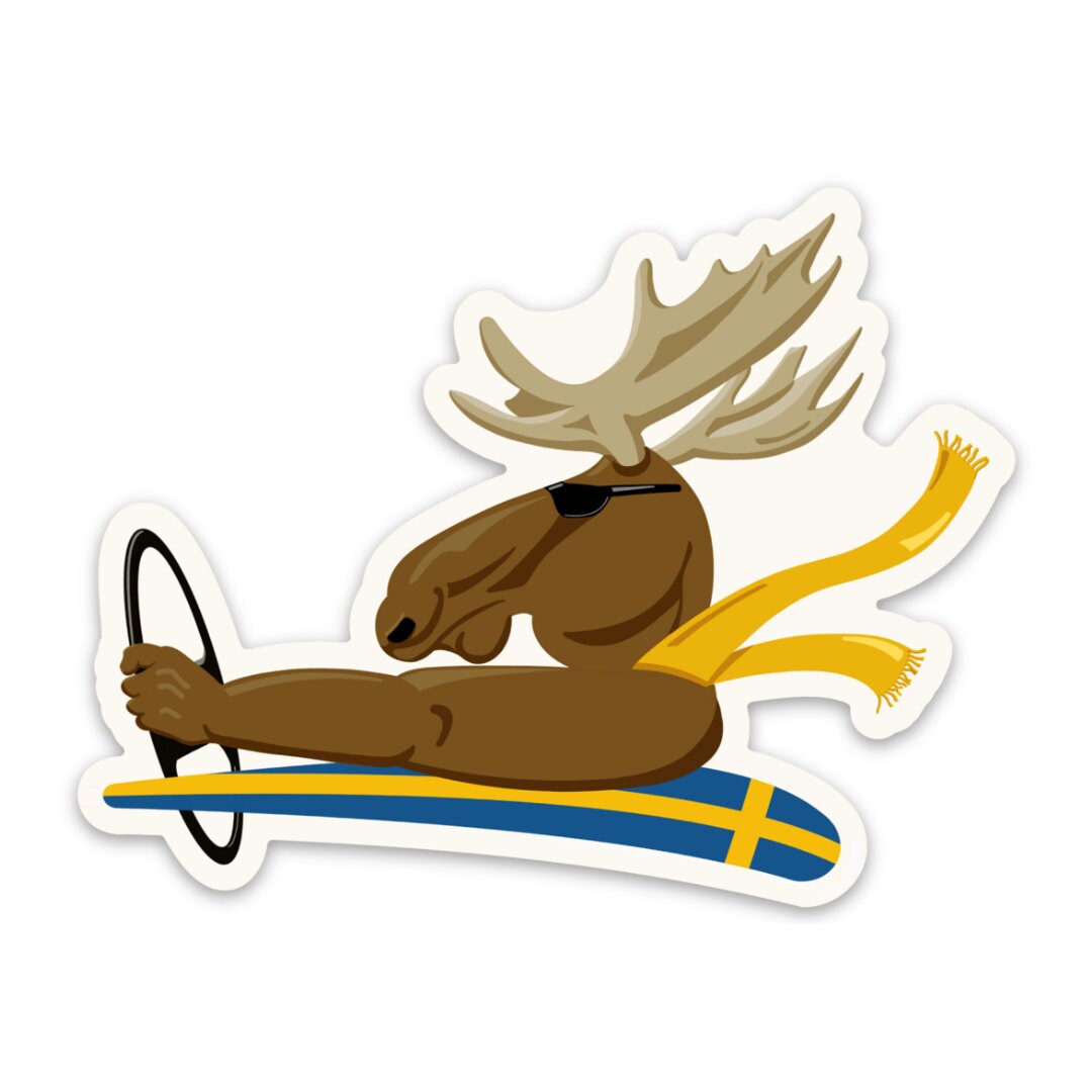 Swedish Driving Moose, Maxell the Moose, Volvo Saab Moose Sticker ...