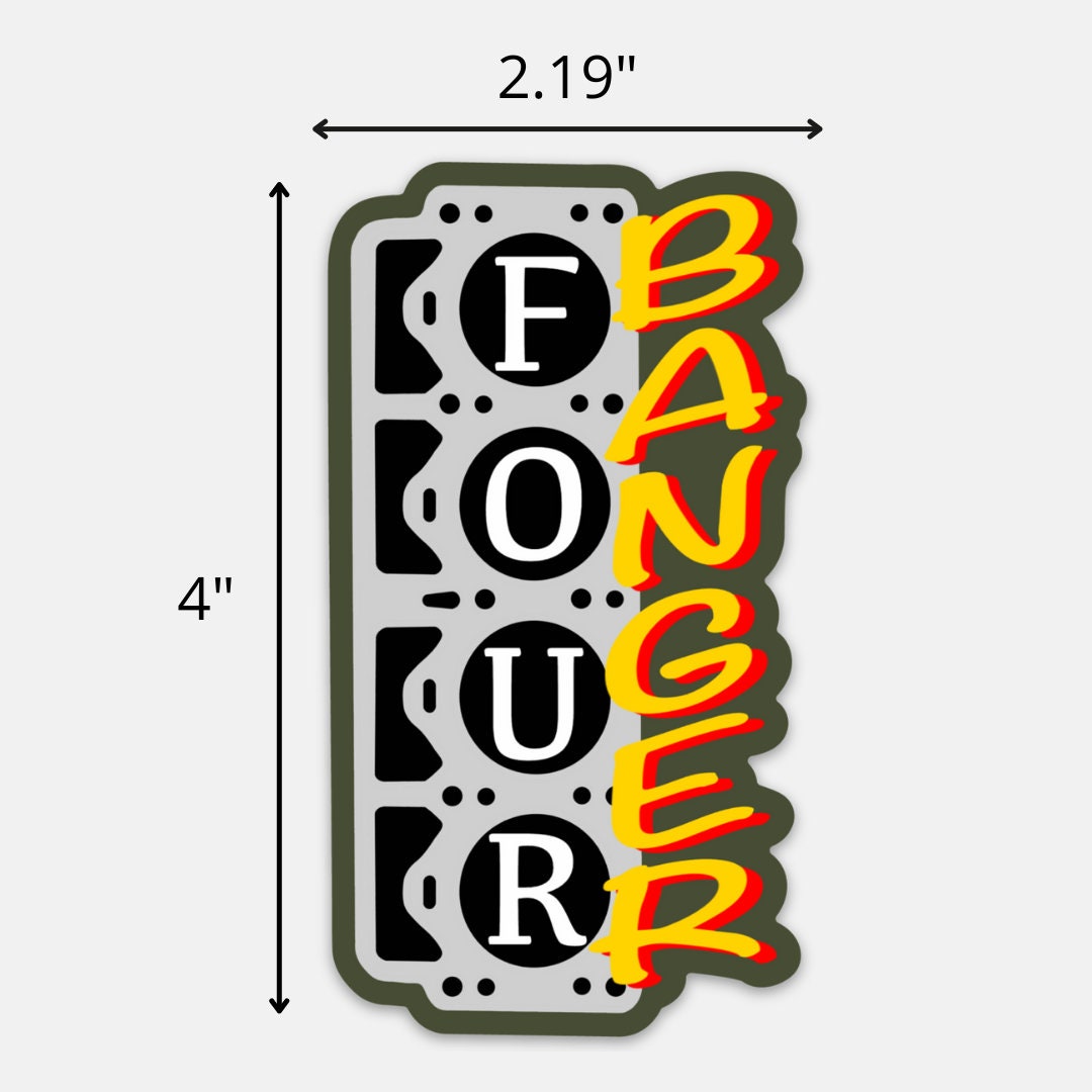 Four (4) Banger Car Decal Sticker, 4 Cylinder Sticker, Vinyl Water ...