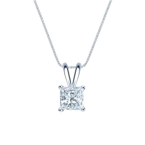 Princess Cut Moissanite Pendant Necklace / Simulated Diamond - Etsy
