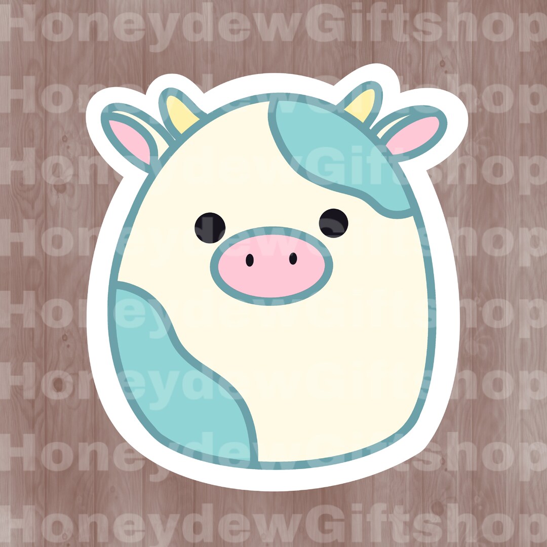 Squishmallow Cow Sticker: Waterproof Vinyl Decal - Etsy