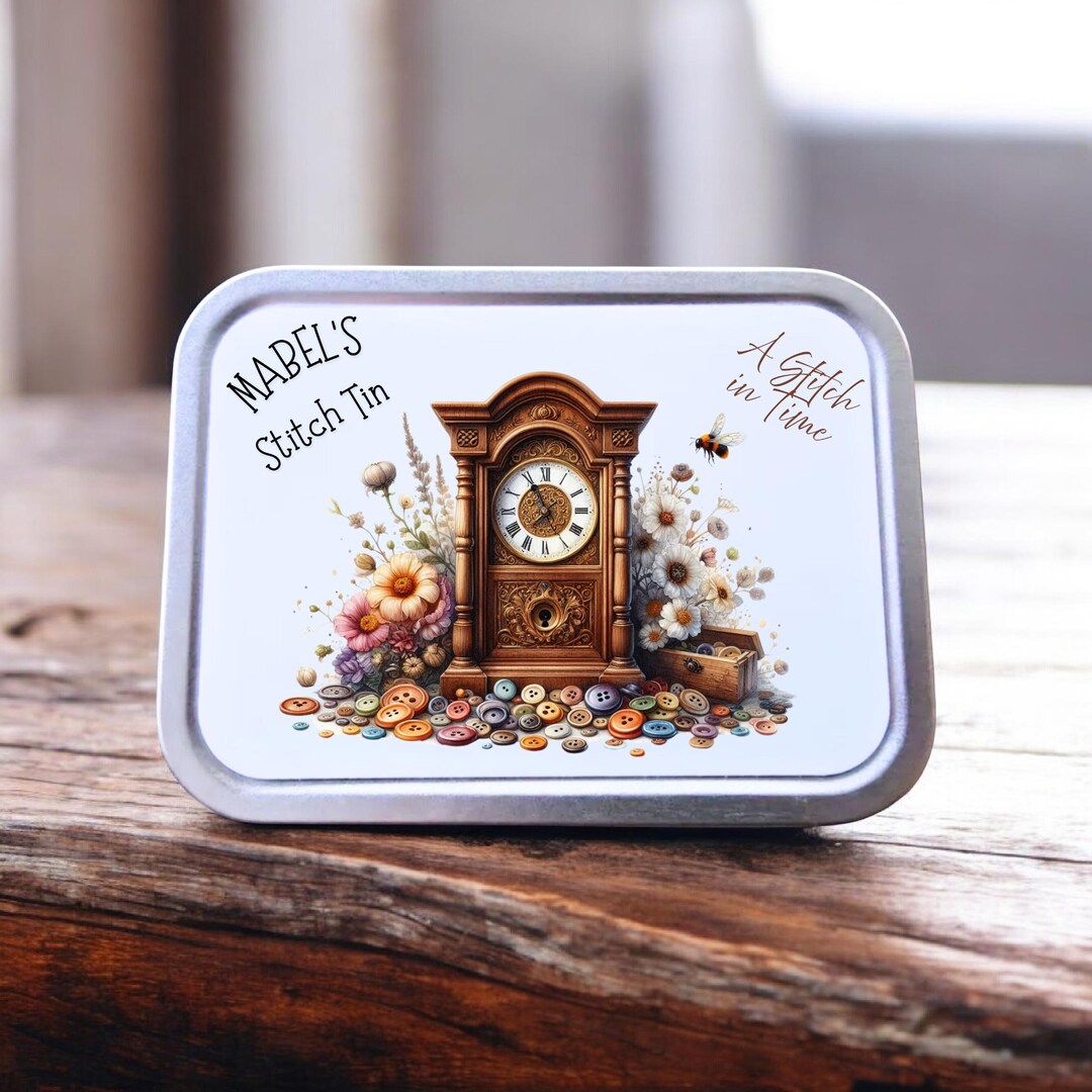 Stitch Tin. Lovely Small Needle Work Metal Storage Sewing Box Accessory ...