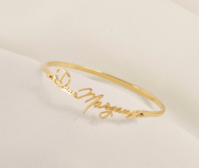 Personalized Name Cursive Bracelet Custom Style Font Bangle Stainless ...