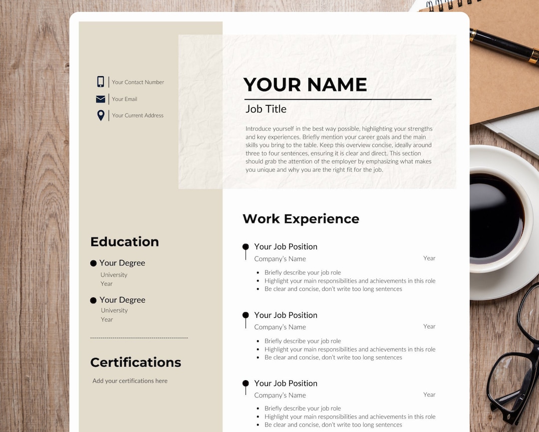 Editable Professional Resume Template for Canva – Quick and Easy to ...