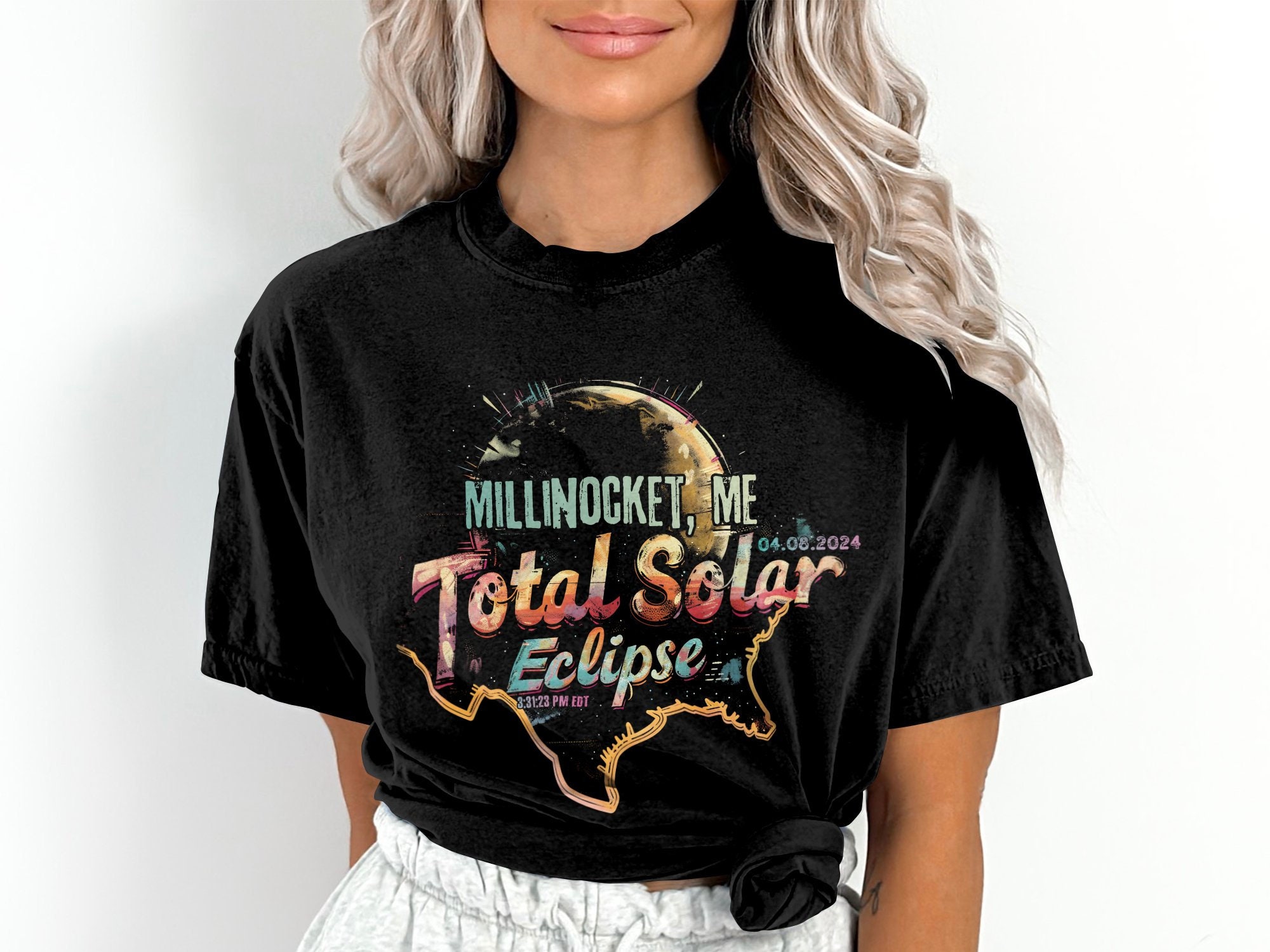 Millinocket, ME 2024 Total Solar Eclipse Commemorative T-shirt ...