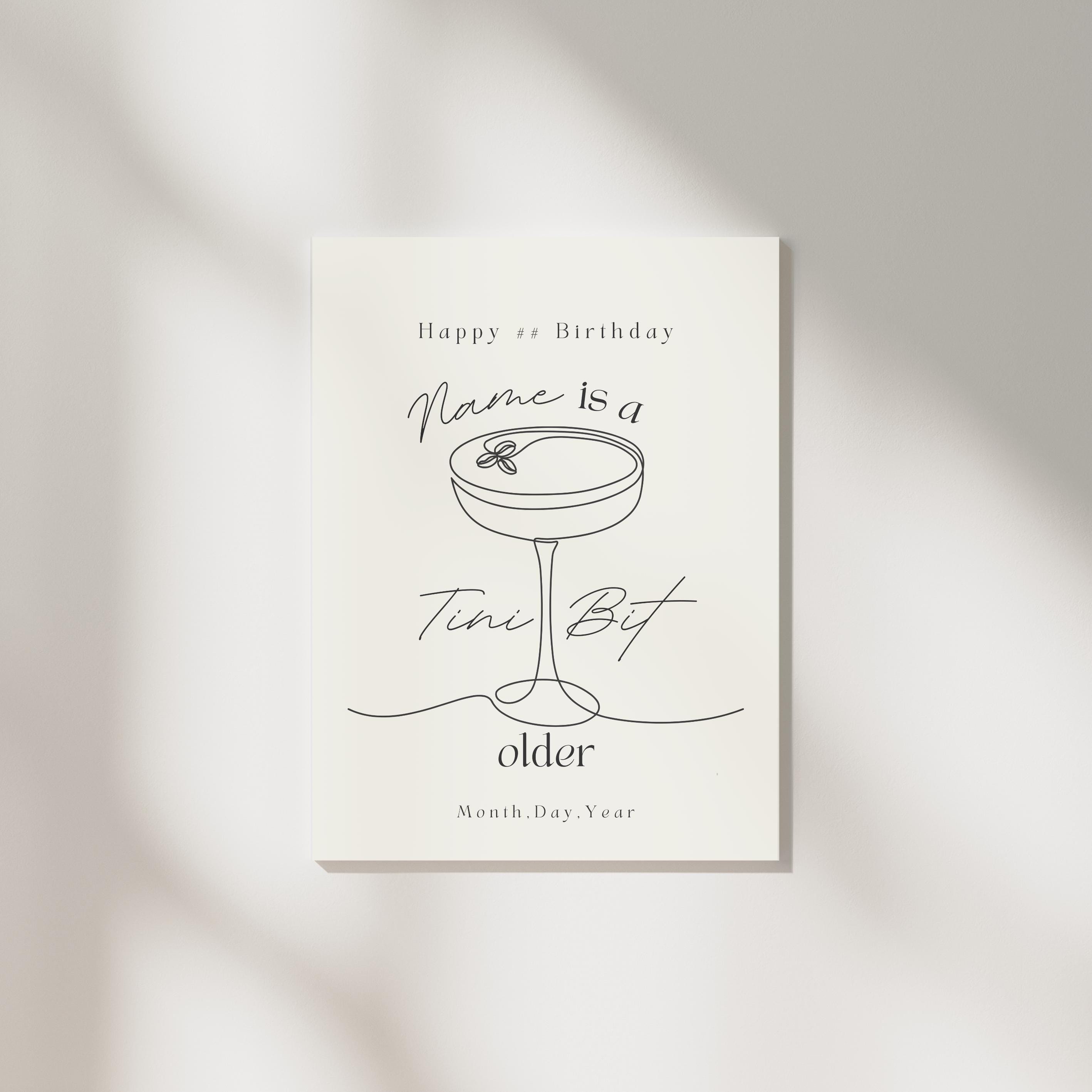 A Tini Bit Older Welcome Sign Template Birthday Welcome Sign Martini ...