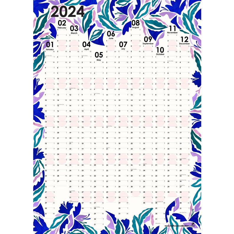 2024 Planner Full Year View Calendar Monthly Planner 2024 Year View ...