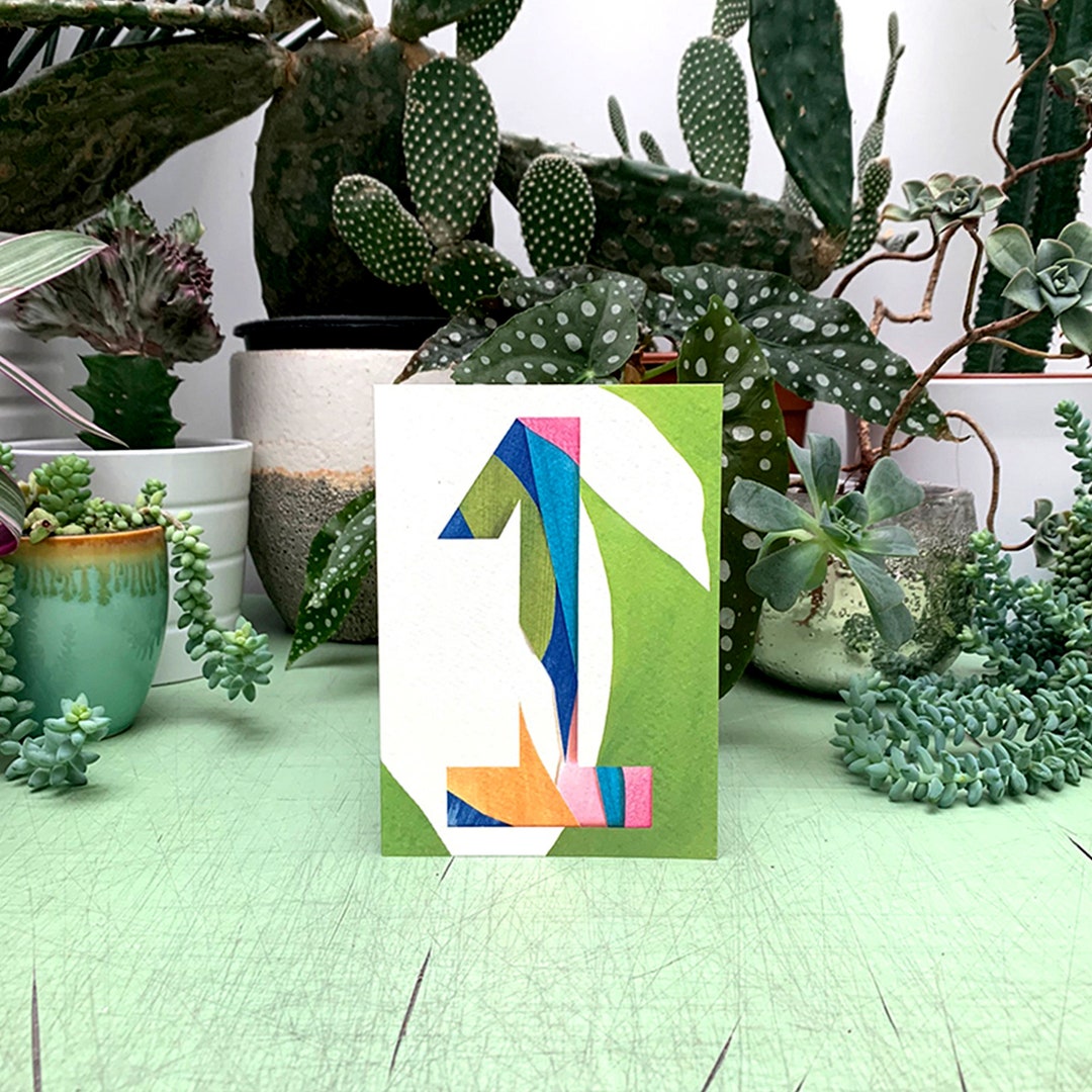 Number 1 Card A6 Card First Birthday Card Colourful Childrens Card ...