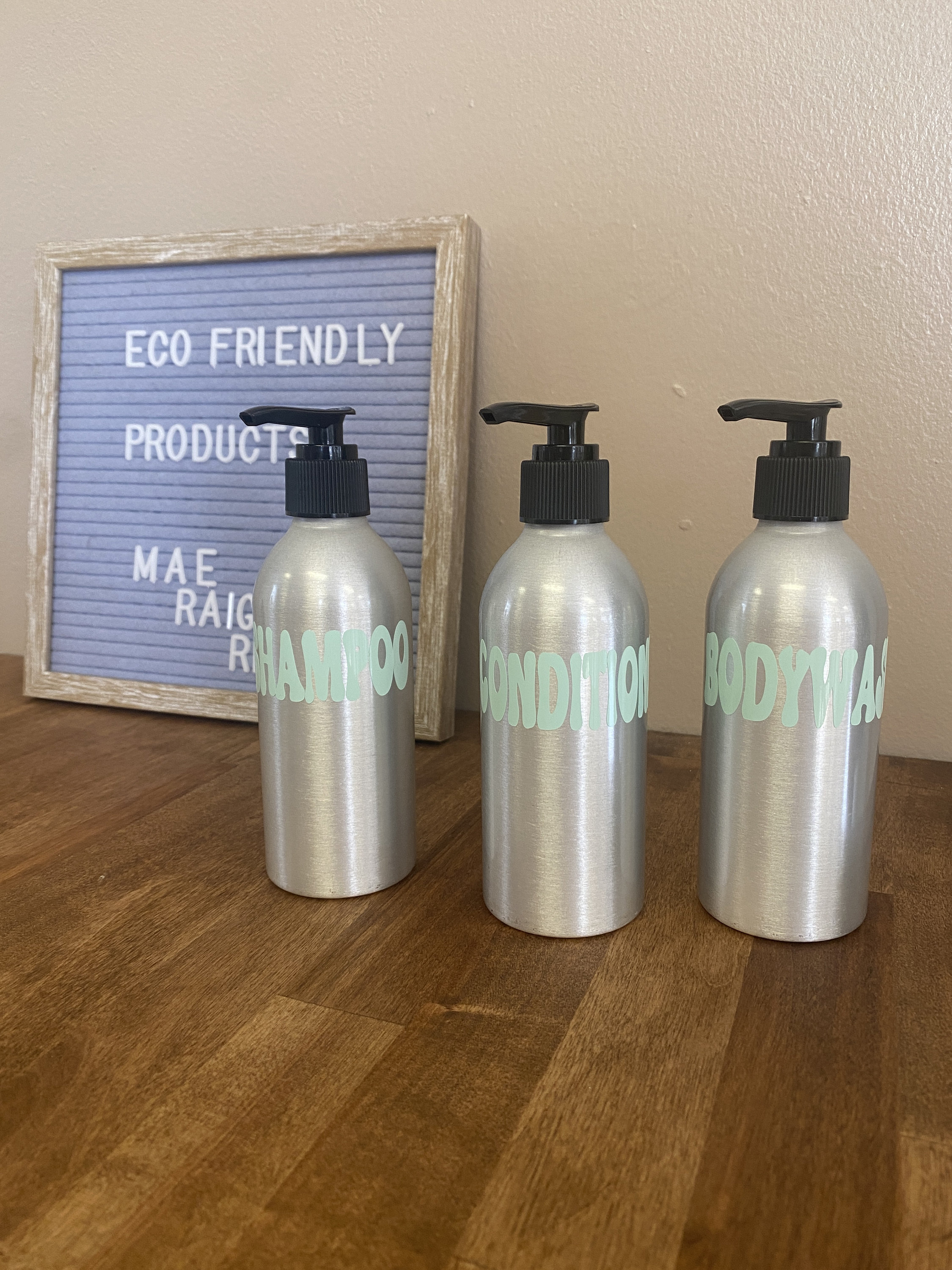 Aluminum Refillable Shower Bottles, Set of 3, Shampoo, Conditioner ...