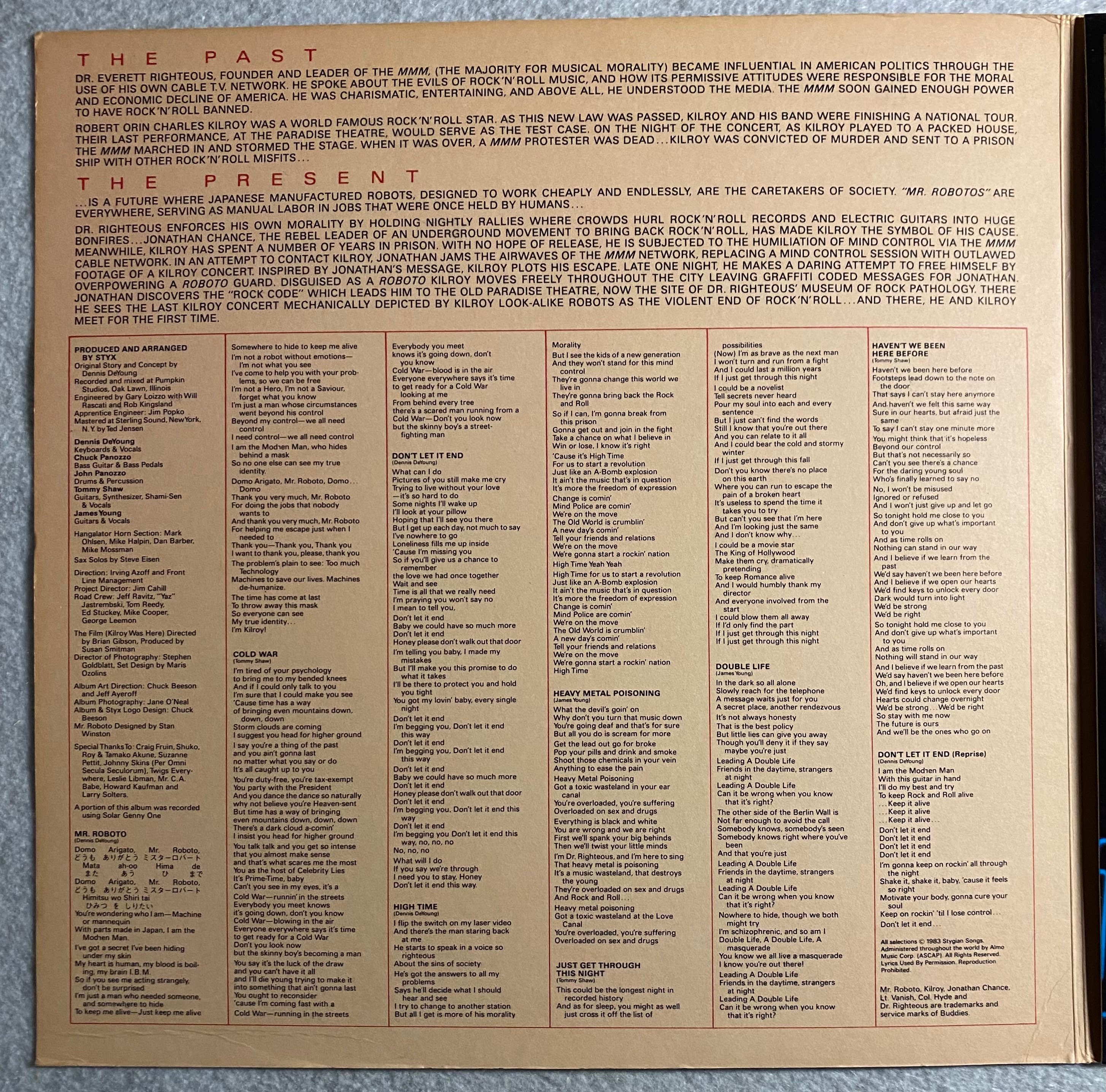 Vintage Styx / Kilroy Was Here - Vinyl LP Record Album 1983 Pop Rock ...