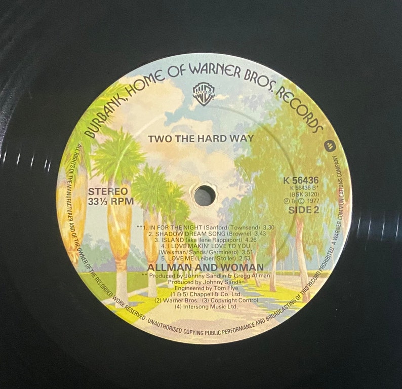 Allman and Woman Cher and Gregg Allman / Two the Hard Way - Etsy