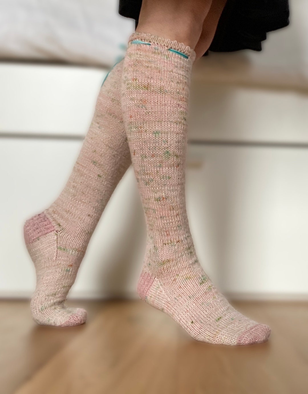 Knee Sock Knitting Pattern for Women With Picot Cuff and Calf Shaping ...