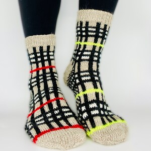 Colorwork Sock Knitting Pattern Plaid - Digital Download - BB Checks - Etsy