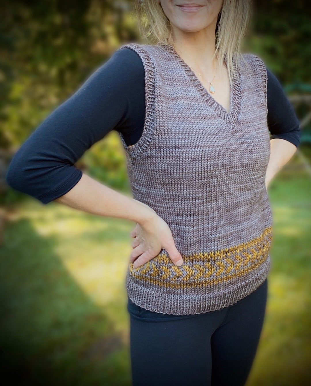 Sweater Vest Knit Pattern for Women, Easy Colorwork Slipover (PDF ...