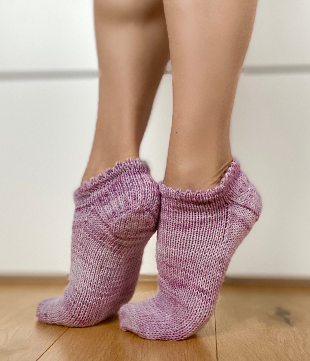 Ankle Socks Knitting Pattern, Picot Cuff Short Sock Pattern - Digital ...