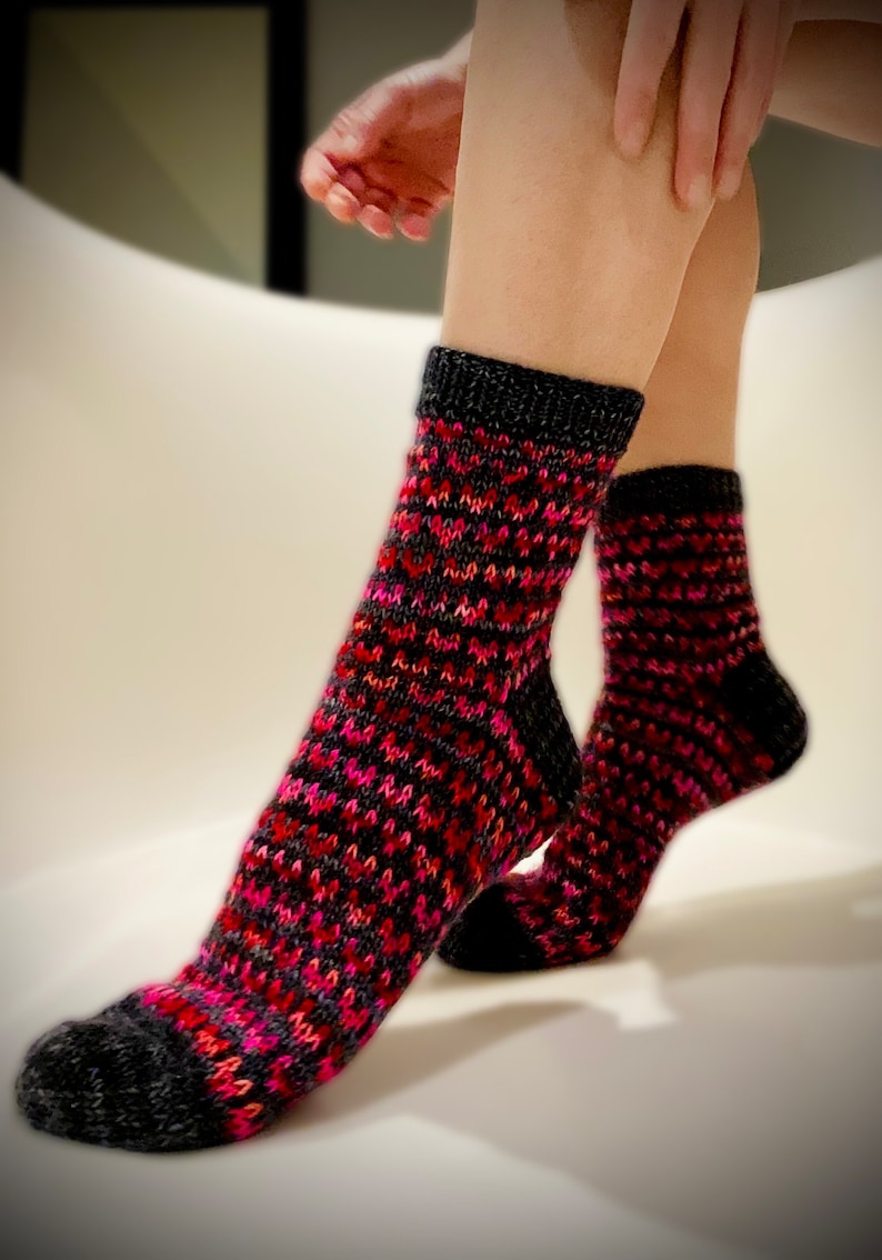 Colorwork Sock Knitting Pattern, Dolci Baci Socks, Valentine's Day ...