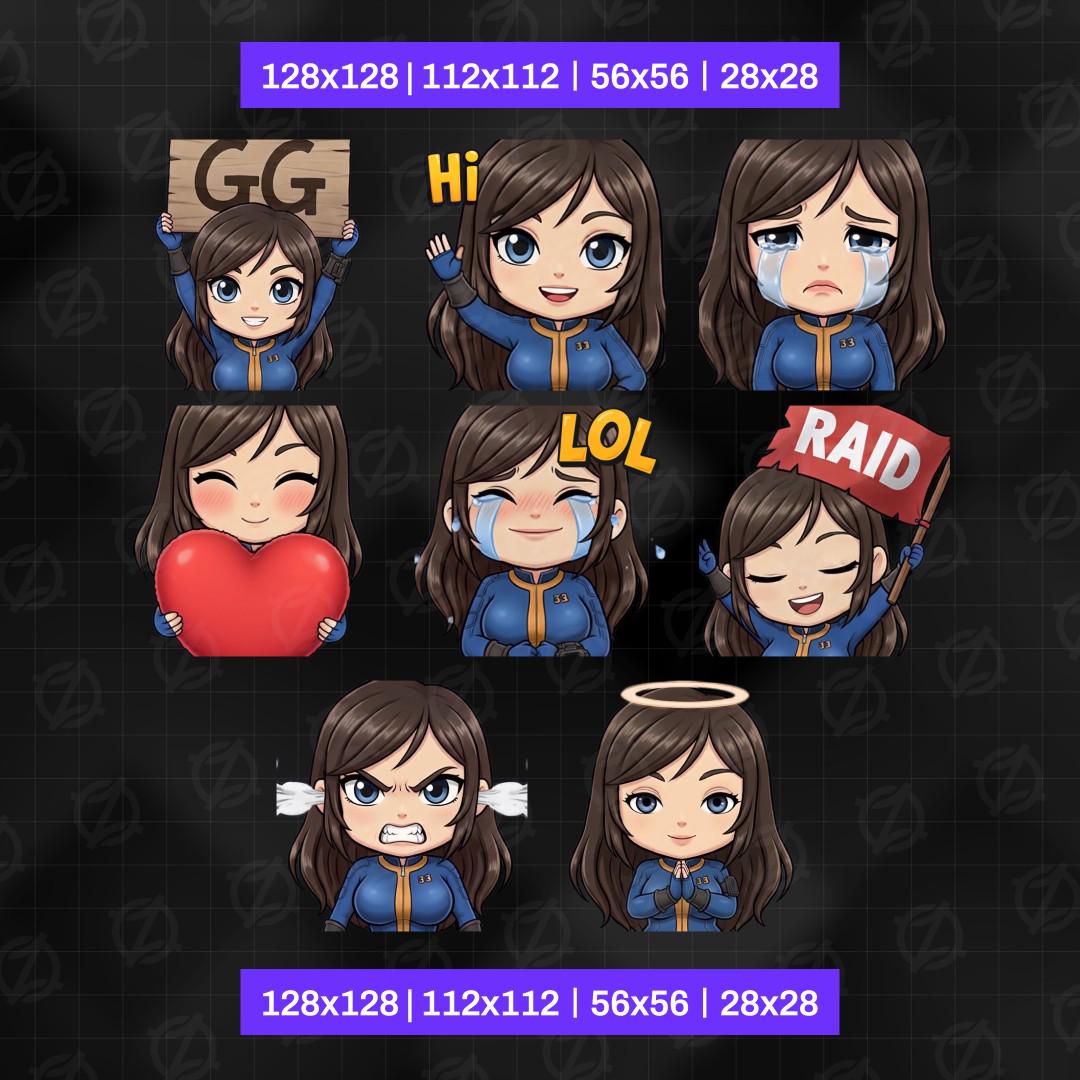 Animated Fallout Emotes | 8 Lucy Waifu Gifs for Twitch, Kick, Discord ...